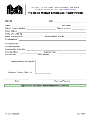 Fillable Online precious metal dealer license application Fax Email ...