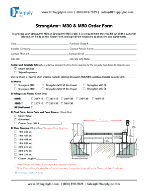 Fillable Online HySecurity StrongArmCrash M30/M50 Operator Order Form ...