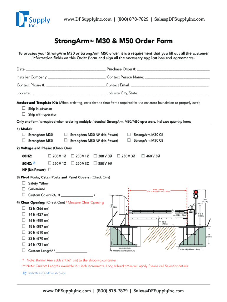Fillable Online HySecurity StrongArmCrash M30/M50 Operator Order Form ...