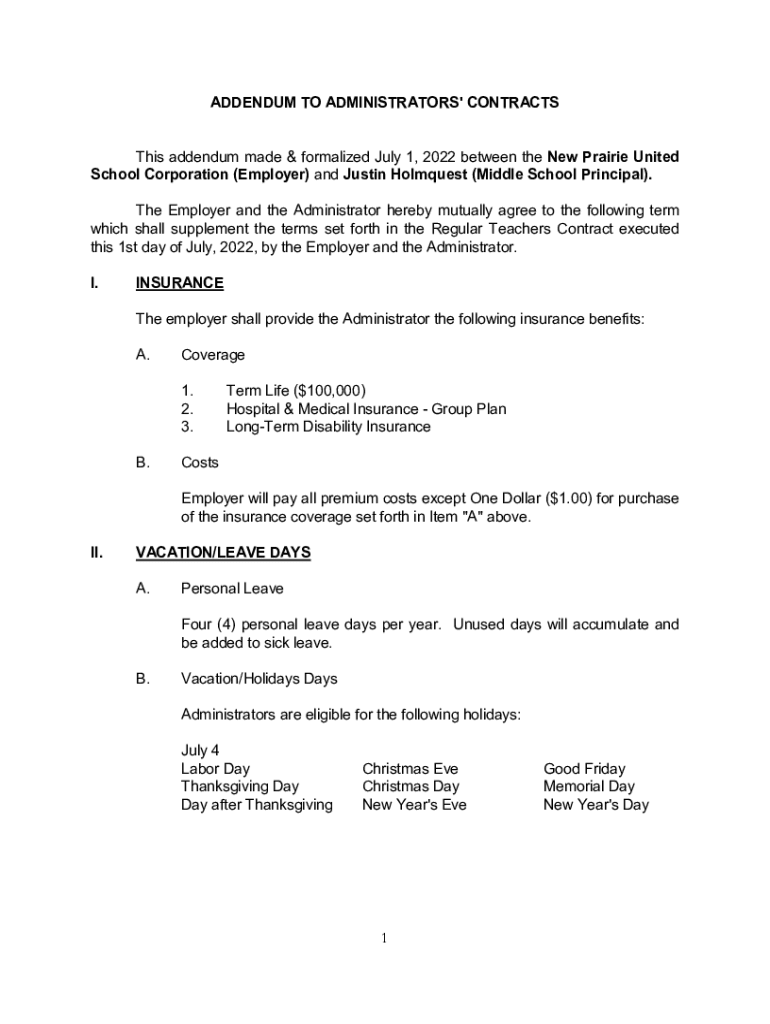 Fillable Online ADDENDUM TO PRINCIPAL AGREEMENT BETWEEN - AASBO Fax ...