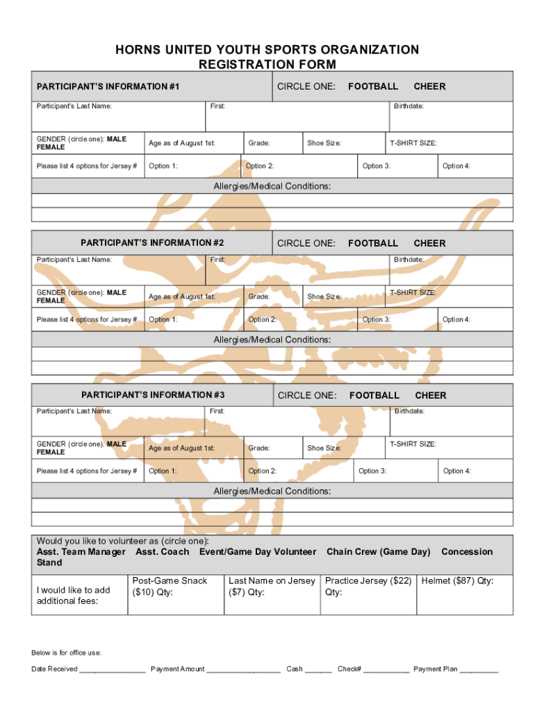 Fillable Online HUYSO Registration Form.docx Fax Email Print - pdfFiller