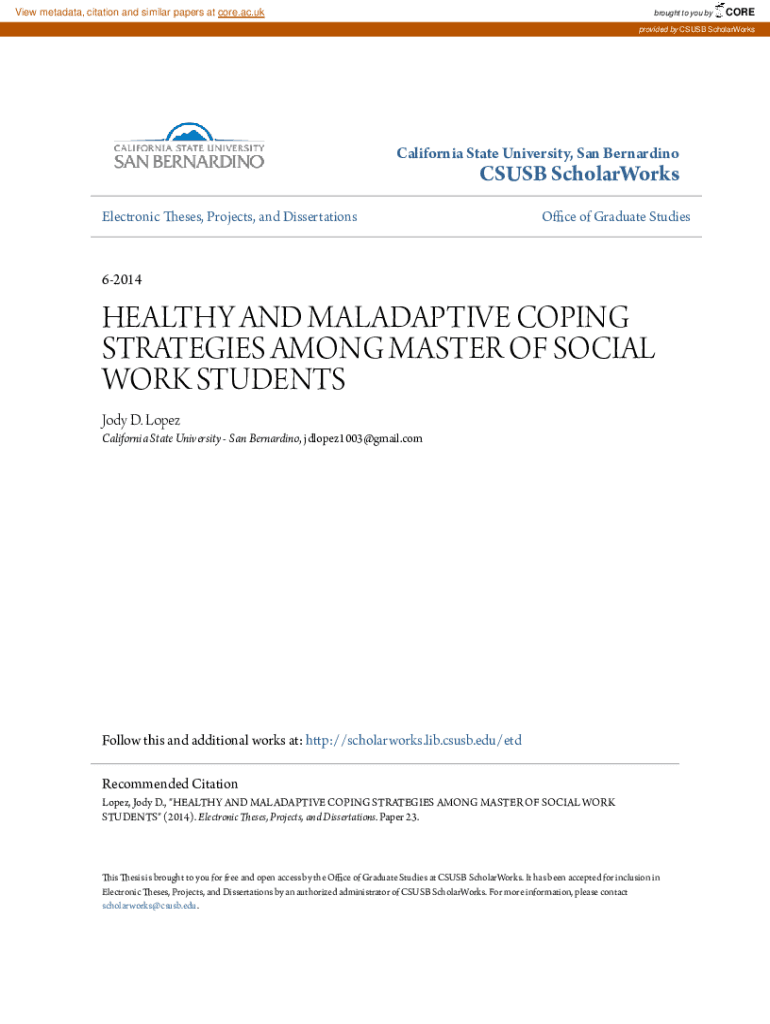 Fillable Online HEALTHY AND MALADAPTIVE COPING STRATEGIES AMONG MASTER ...