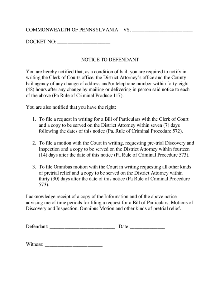 Fillable Online The Suspect Goes Through the Bail Process - PA Crime Victims Fax Email Print ...