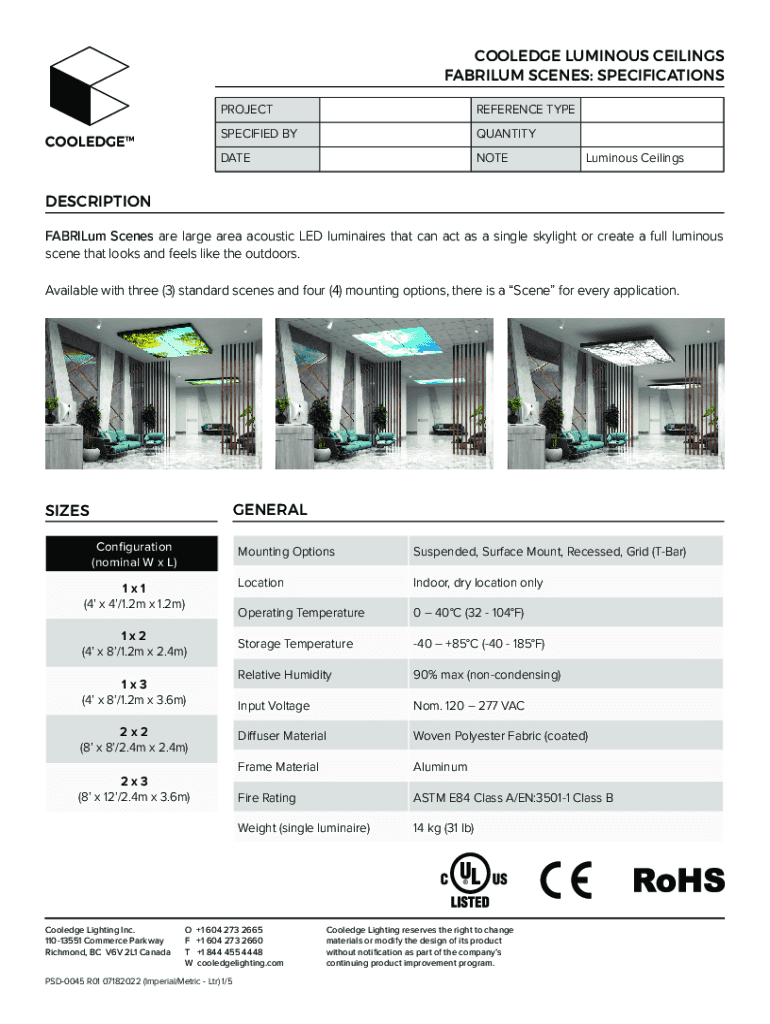 Fillable Online cooledge luminous ceilings fabrilum scenes ...