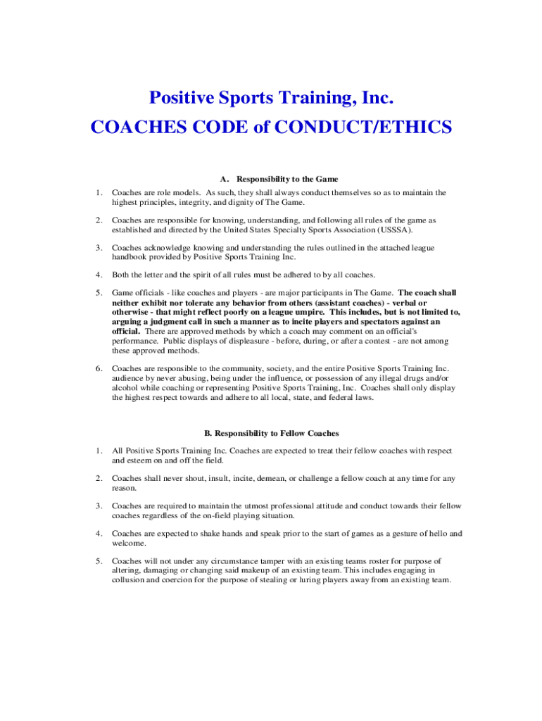 Fillable Online Coaches rules of conduct and agreement Fax Email Print ...