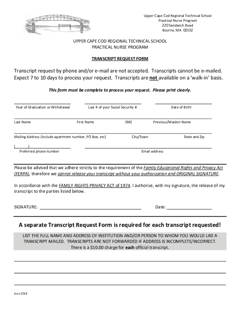 Fillable Online Fillable Online cod transcript request form Fax Email ...