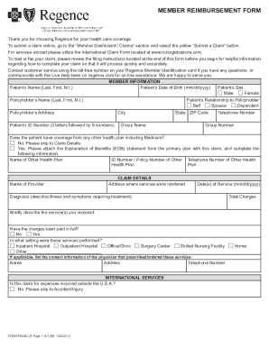 Fillable Online Regence+Member+Reimbursement+Claim+Form. ... Fax Email ...