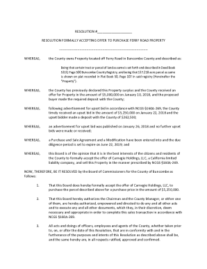 Fillable Online RESOLUTION FORMALLY ACCEPTING OFFER TO PURCHASE FERRY ...