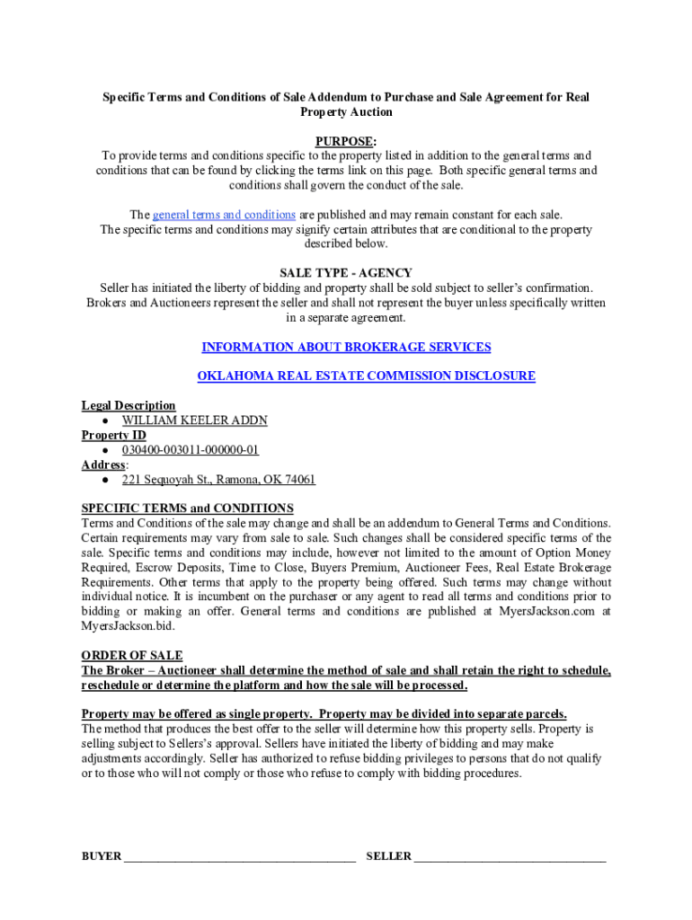 Fillable Online # OK 221 Sequoyah St, Ramona, Specific Terms and ...