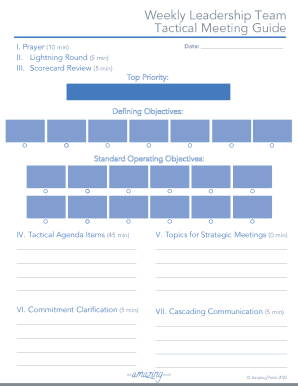Fillable Online A Guide to Tactical Meetings (Agenda Template Included ...