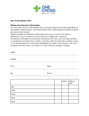 Fillable Online Sliding Scale fee Policy and application. Fax Email ...