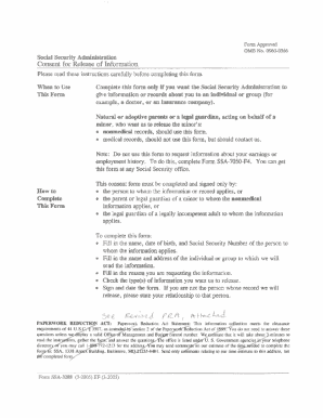 Fillable Online Form SSA 3288 Consent for Release of Information Fax ...