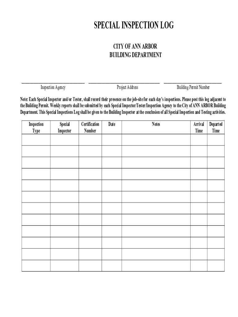 Fillable Online Permits - Special Inspections Information Sheets Fax ...