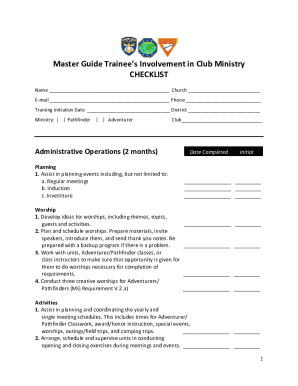 Fillable Online MG Training and Involvement in Local Club Checklist Fax ...