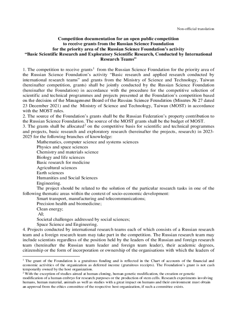 Fillable Online Russian Science Foundation in cooperation with the ...