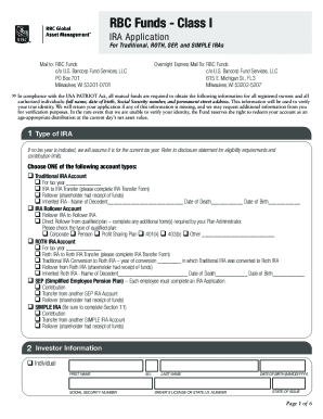 Fillable Online RBC Equity Funds - Class I - IRA Transfer Form Fax ...