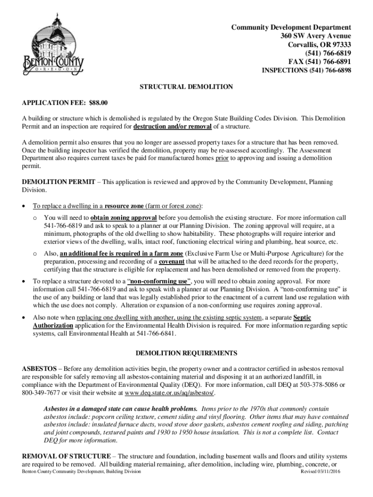 Fillable Online A building or structure which is demolished is ...