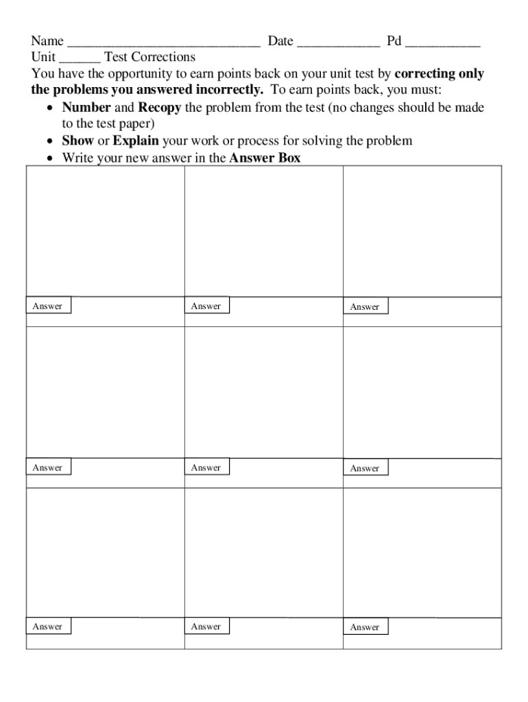 Fillable Online Using Test Corrections as a Tool for Mastery Fax Email ...