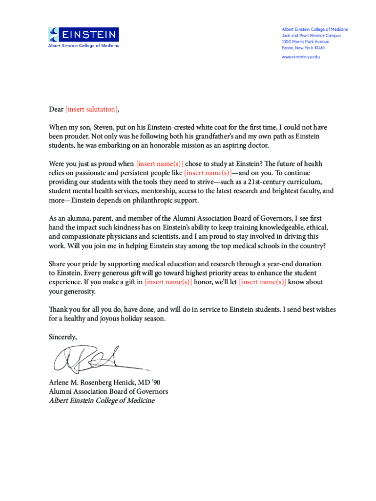 Fillable Online Albert Einstein College of Medicine - Jack and Pearl ... Fax Email Print - pdfFiller