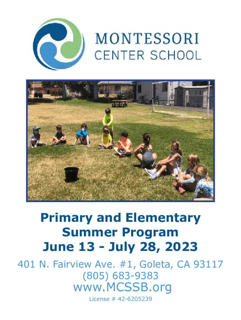 Fillable Online Primary and Elementary Summer Program June 13 Fax Email ...