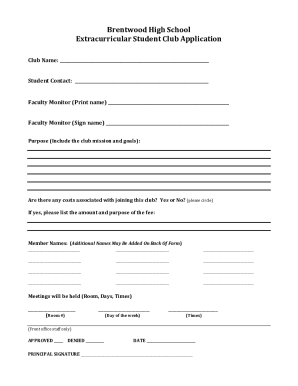 Fillable Online Club/Activity Application Form Fax Email Print - pdfFiller