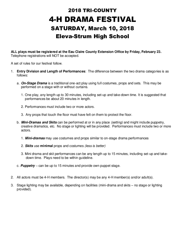 Fillable Online 4-H DRAMA FESTIVAL Fax Email Print - pdfFiller