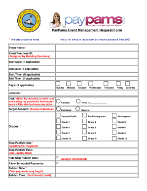 Fillable Online PayPams Event Management Request Form Fax Email Print ...