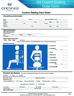 Fillable Online ZSS Custom Seating Order Form Fax Email Print - pdfFiller