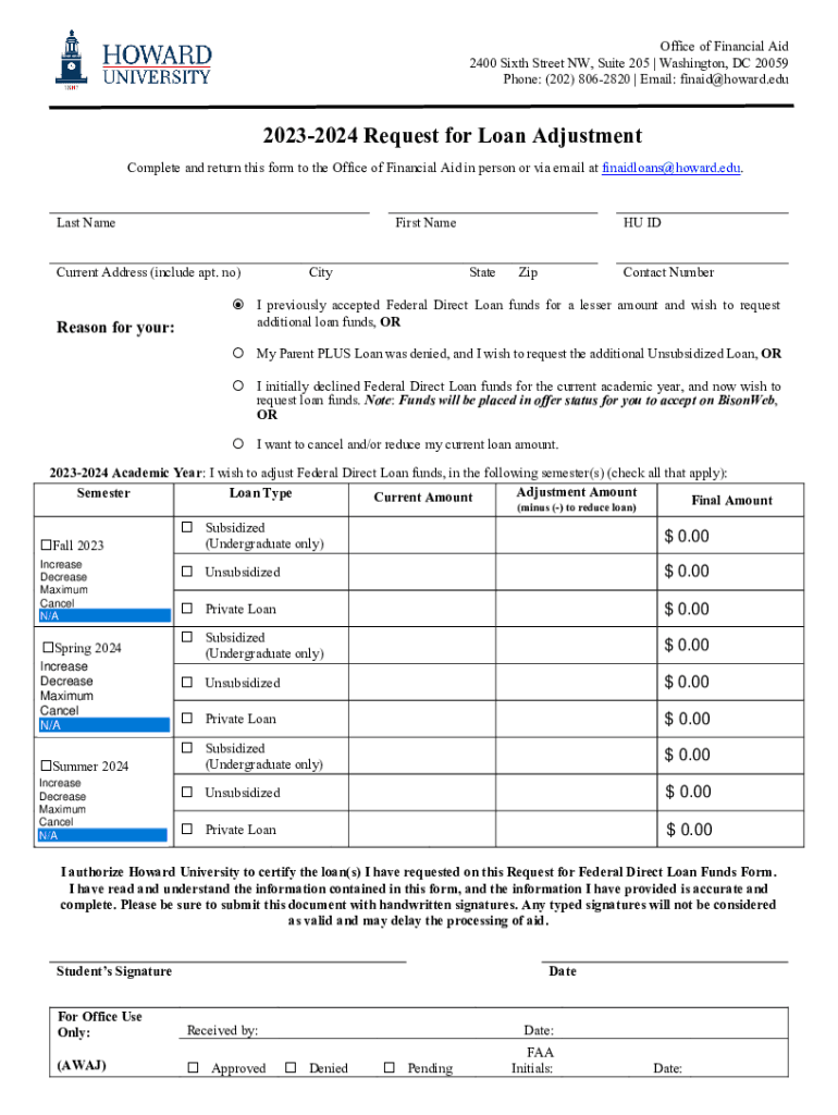 Fillable Online Get the free howard university financial aid saap fourm ...