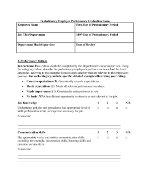 Fillable Online Probationary Employee Performance Evaluation Form Fax ...
