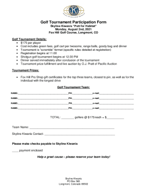 Fillable Online Golf tournament registration form pdf Fax Email Print ...