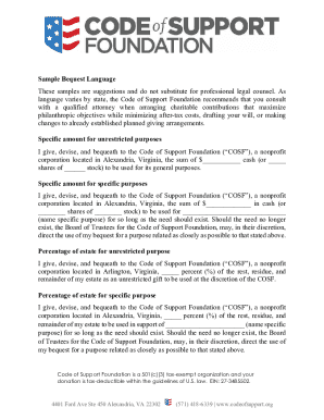 Fillable Online SAMPLE BEQUEST LANGUAGENorthwestern Gift Planning Fax ...