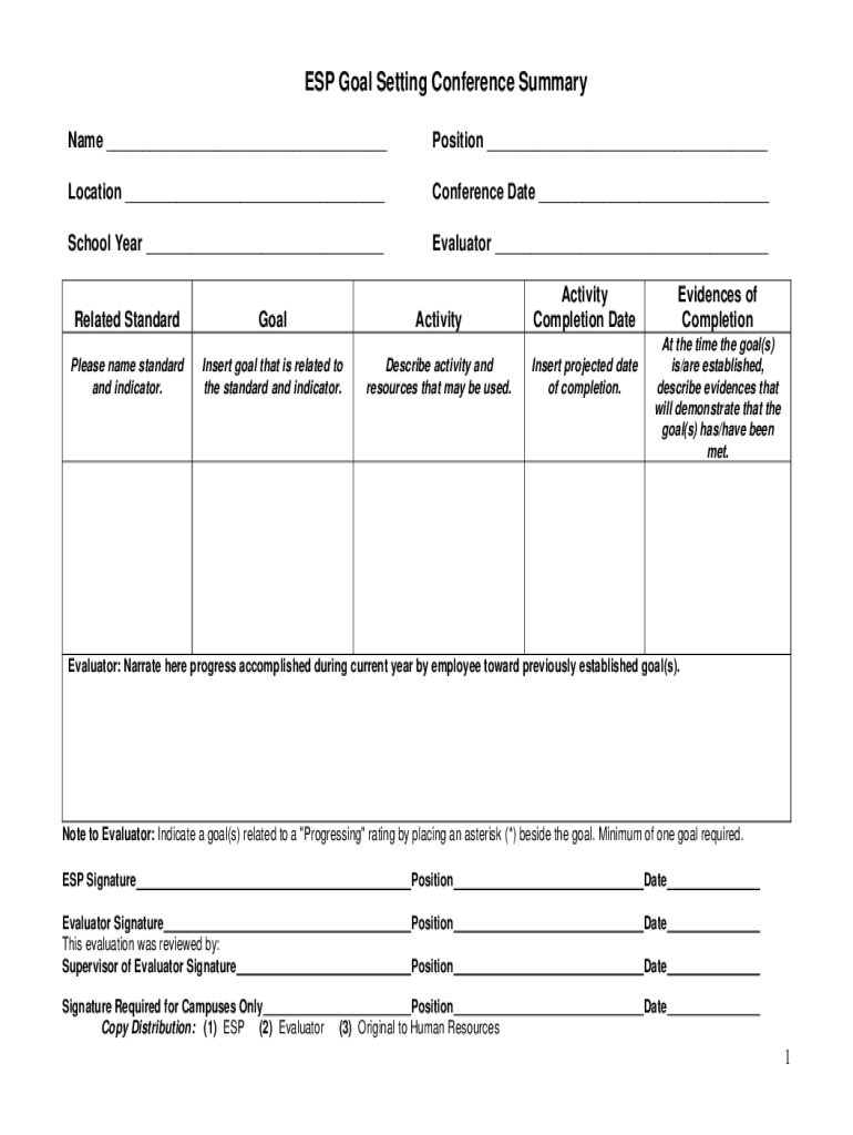 Fillable Online Teacher Goal-Setting and Professional Development ...