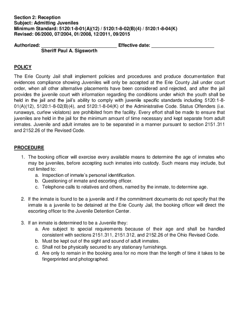 Fillable Online Juvenile Federal Performance-Based Detention Standards ...