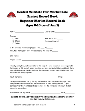 Fillable Online Market Sale Beginner Record Book Fax Email Print - pdfFiller