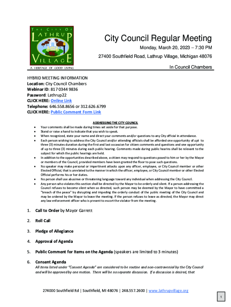 Fillable Online In Council Chambers Fax Email Print - pdfFiller
