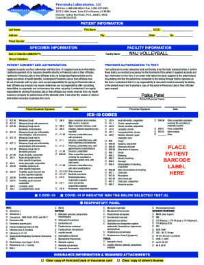 Fillable Online PLACE PATIENT BARCODE LABEL HERE Fax Email Print - pdfFiller