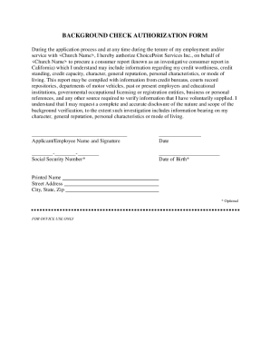 Fillable Online BACKGROUND CHECK AUTHORIZATION FORM Fax Email Print ...