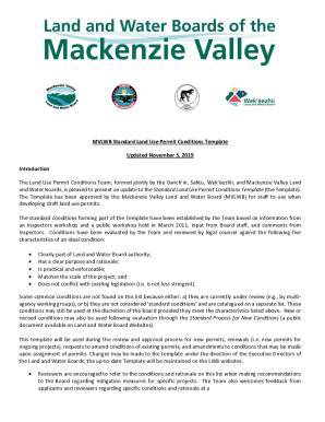 Fillable Online MVLWB - Standard Land Use Permit Conditions Template ...
