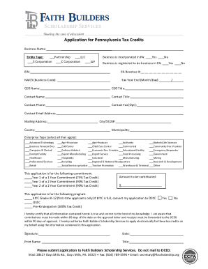 Fillable Online Application for Pennsylvania Tax Credits Fax Email ...