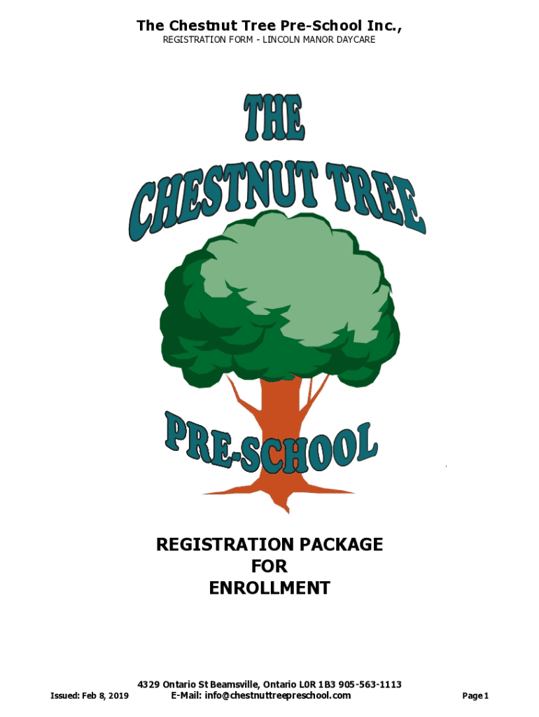 Fillable Online Lincoln Manor ChildcareThe Chestnut Tree Pre-School Fax ...