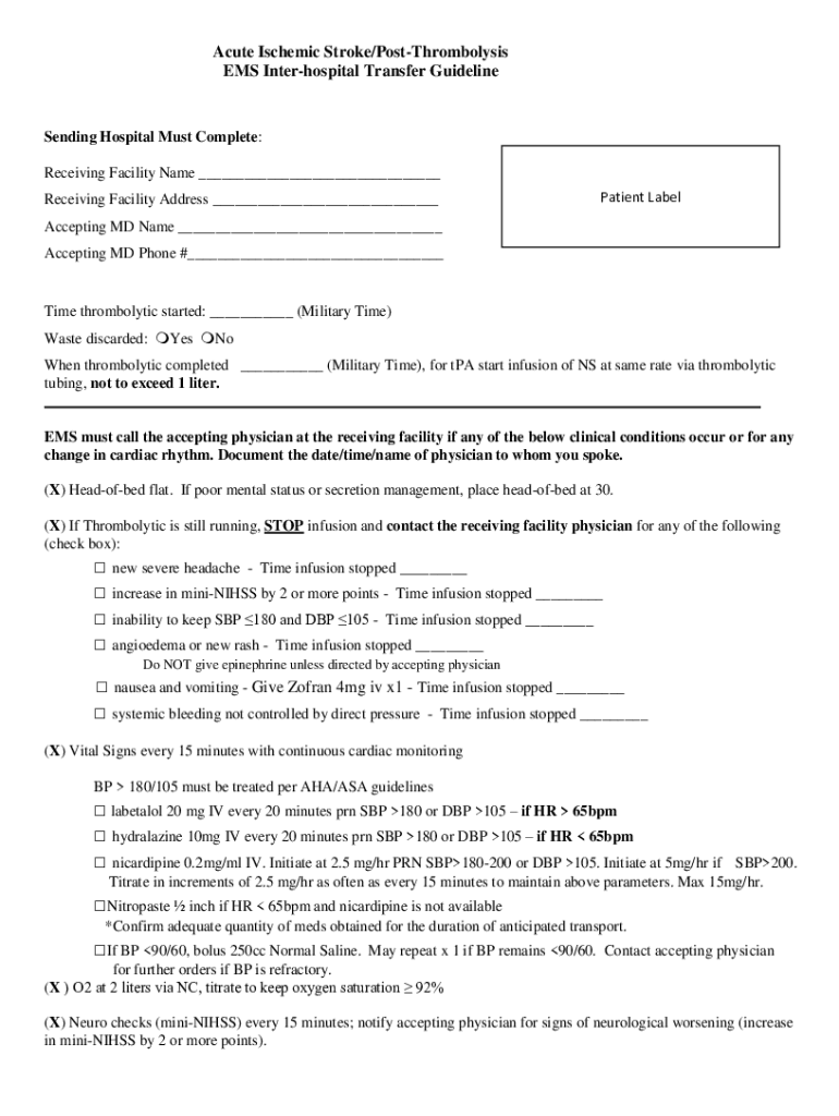 Fillable Online Safety of inter-hospital transfer of patients with ...
