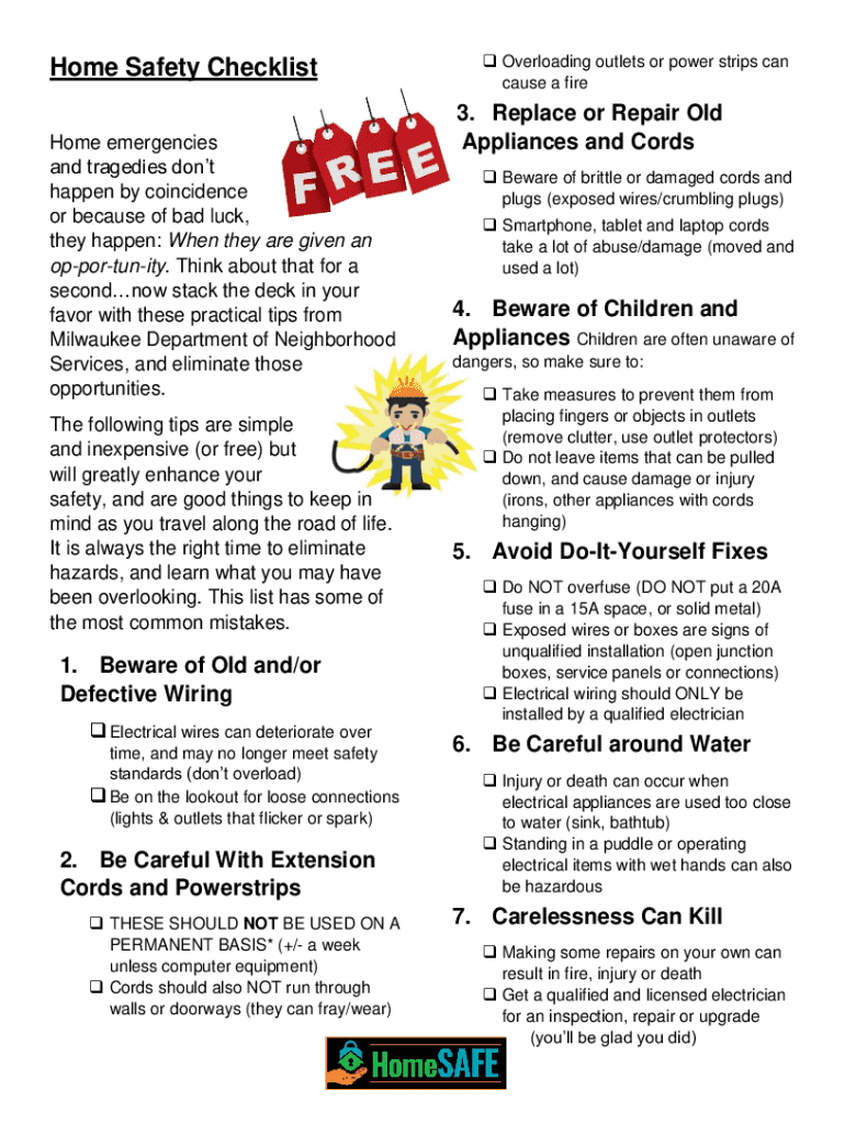 Fillable Online city milwaukee Home Safety Checklist - City of ...