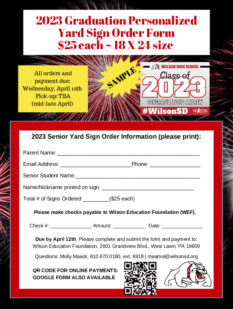 Fillable Online graduation dvd / lawn sign / banner order form Fax ...