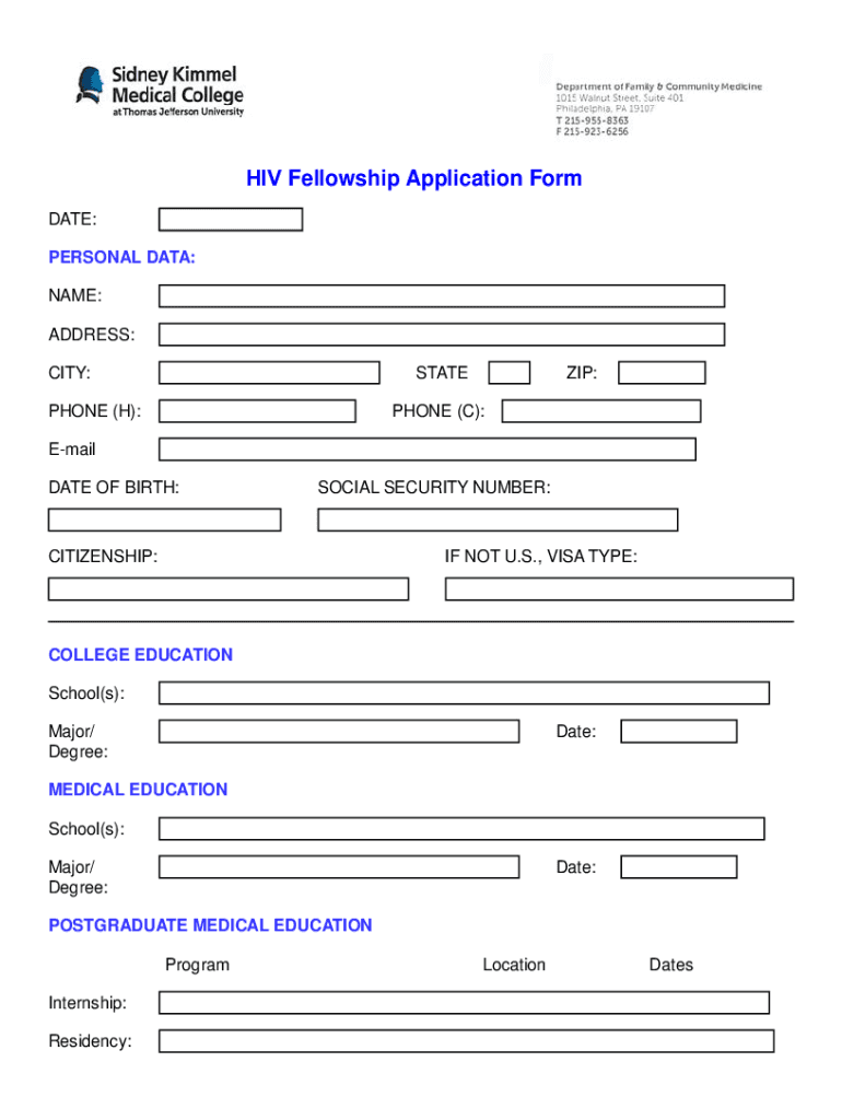 Fillable Online Universal Application for Fellowship Fax Email Print ...