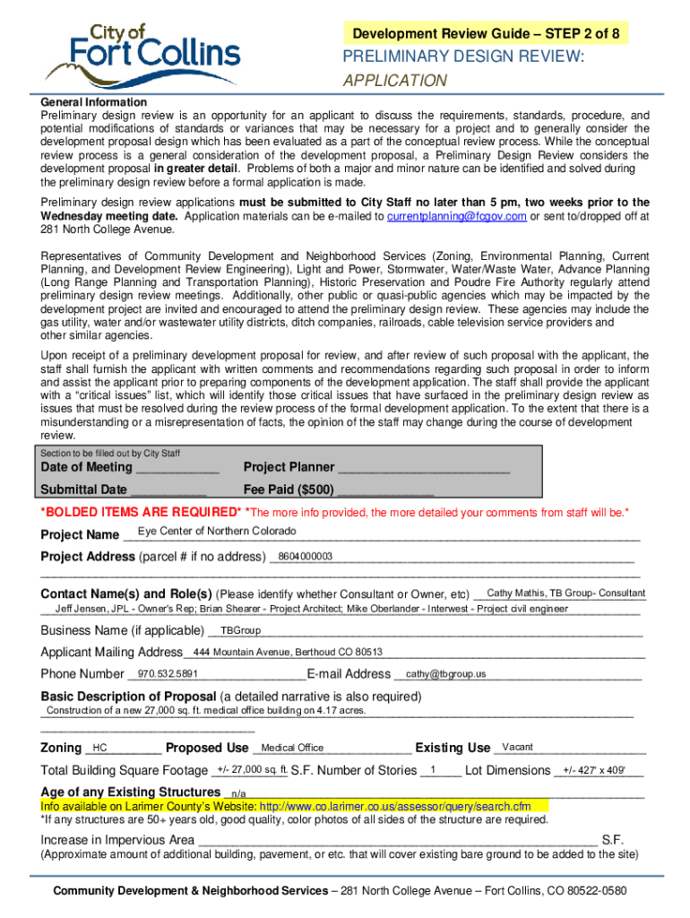 Fillable Online PRELIMINARY DESIGN REVIEW: APPLICATION Fax Email Print - pdfFiller