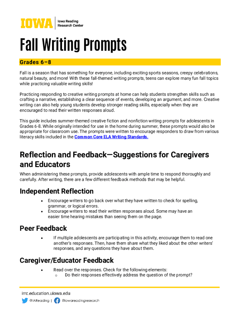 Fillable Online 70+ Free Fall Writing Prompts (Newly Updated!) Fax ...