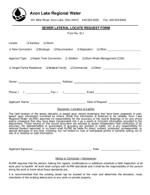 Fillable Online Sanitary Sewer Lateral Locate Request Form Fax Email ...