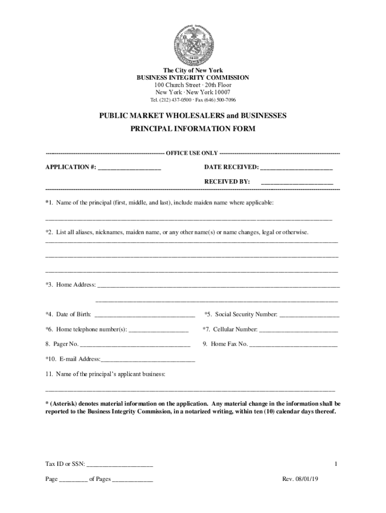 Fillable Online NYC Business Integrity Commission Fax Email Print ...