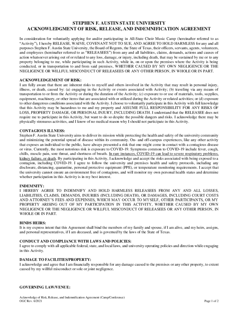 Fillable Online form-waiver-liability-release-indemnity-agreement-choir- ... Fax Email Print ...